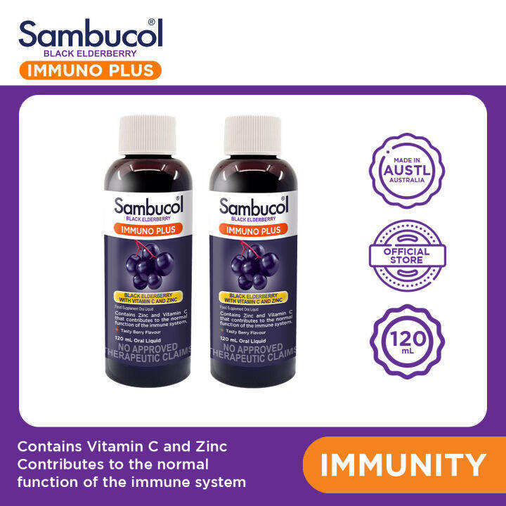 Sambucol Black Elderberry Immuno Plus With Vitamin C And Zinc 120Ml ...