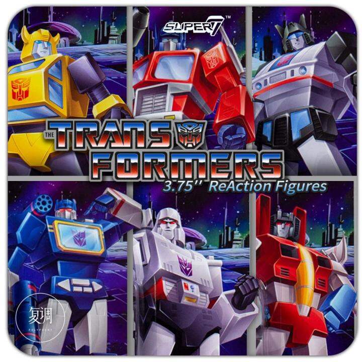 Super 7 Transformers Reaction Wave 1 Starscream Bumblebee Optimus Prime ...