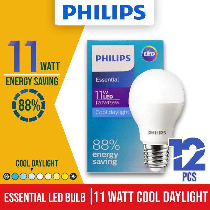 PHILIPS ESSENTIAL LED BULB 11W COOL DAYLIGHT - 12PCS | Lazada