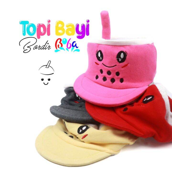 TOPI BOBA ANAK / TOPI BOBA LUCU / TOPI KARAKTER MINUMAN BOBA / TOPI ...