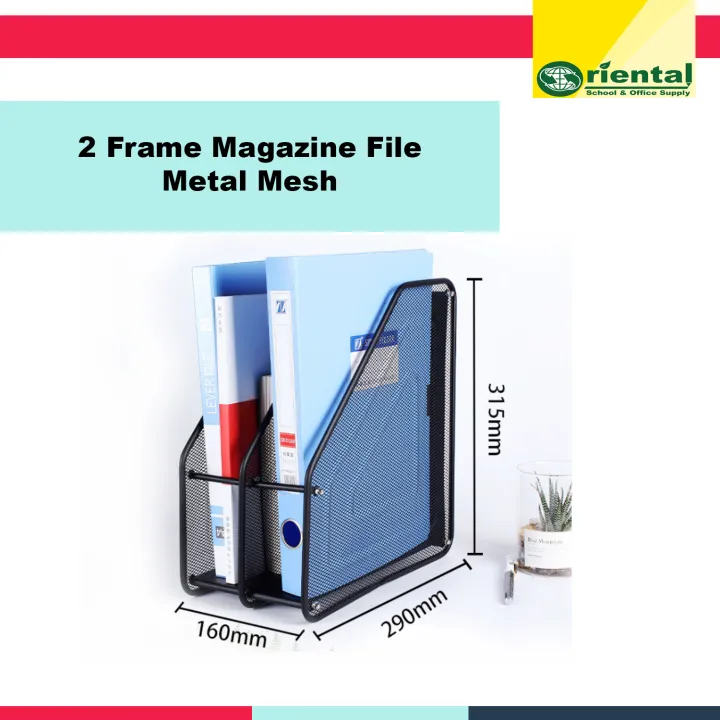 2 Tier Frame Magazine File Rack Metal Mesh Desk Organizer Box - For ...