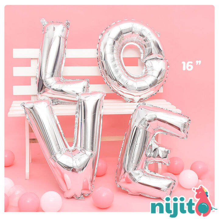 Nijito - 16 Inch Letter Alphabet Huruf ABC Foil Balloon Helium Abjad ...