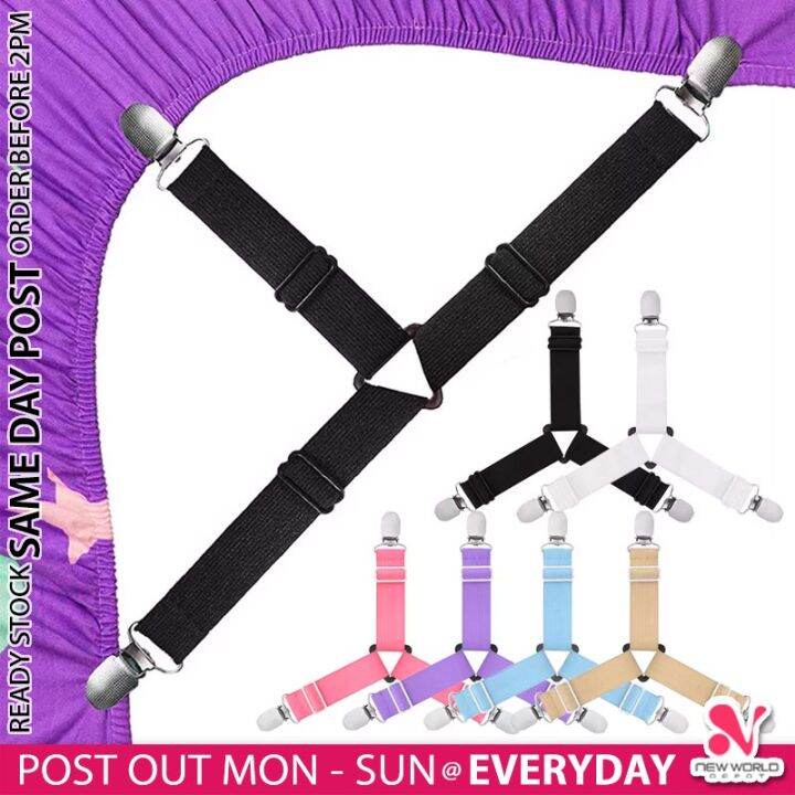 𝗘𝗖𝗢𝗡𝗢𝗠𝗜𝗖𝗔𝗟 》4pcs Triangle Bed Sheet Clips 3-Way Adjustable Mattress ...