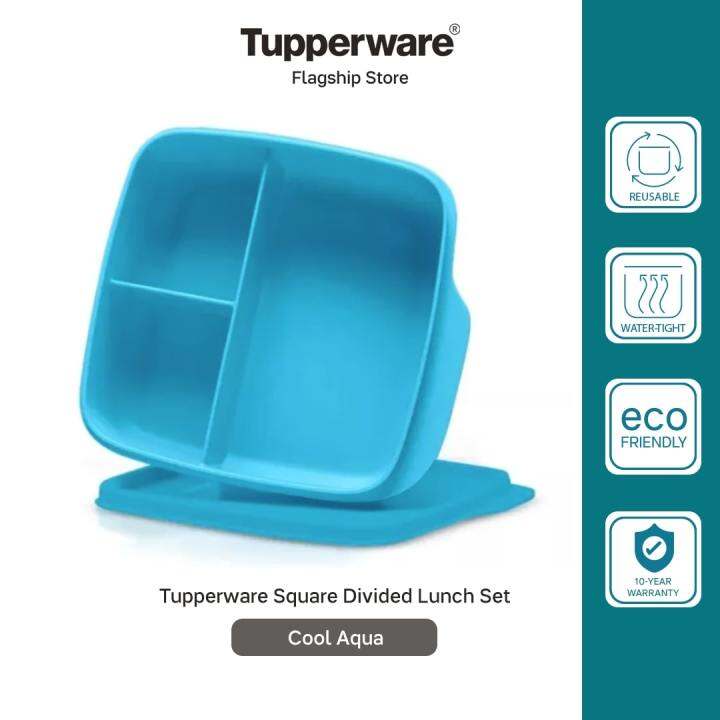 Tupperware Square Divided Lunch Set - Cool Aqua | Lazada PH
