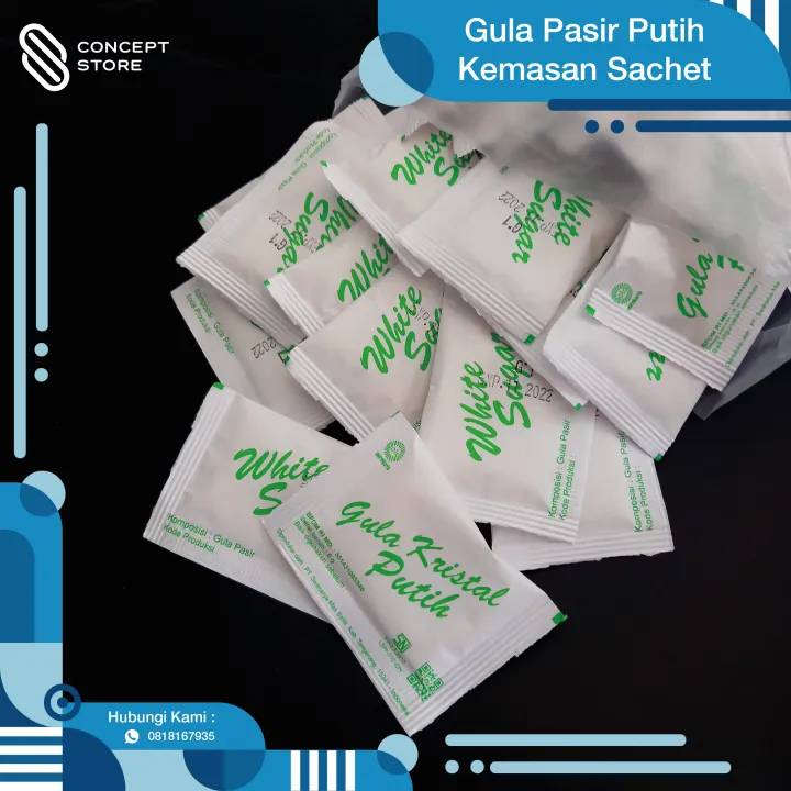 Gula Pasir Putih ( White Sugar ) Kemasan Sachet / Kotak Higienis 125pcs ...