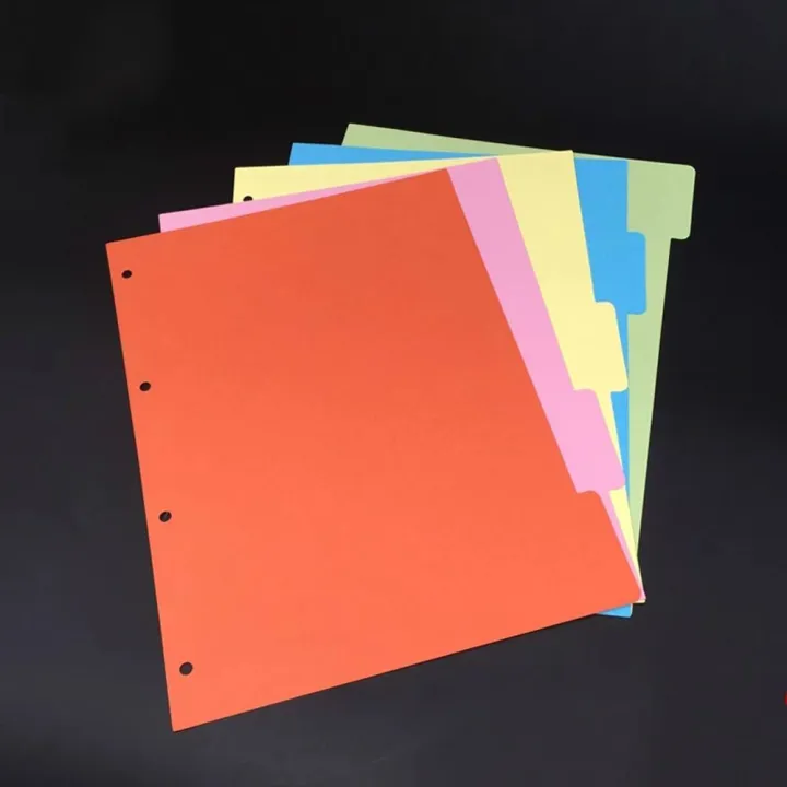 TOOCOLOR Colorful 5pcs/set Tab Dividers for Notebook Refill Papers ...