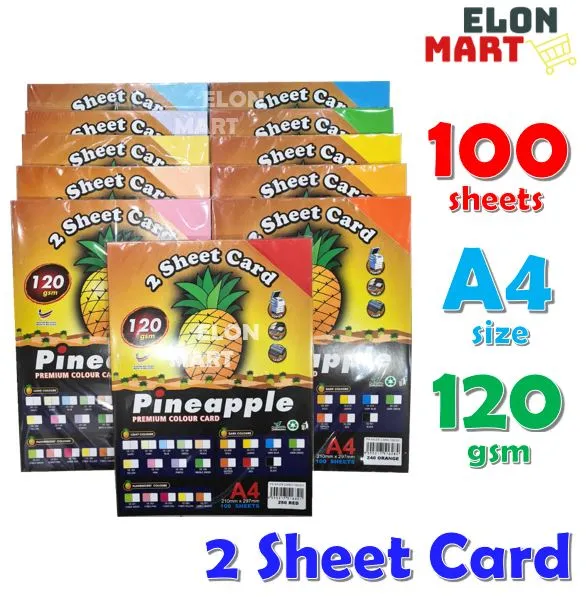 A4 Premium Colour Paper 2 Sheets Card 120gsm Kad Warna (100 sheets ...