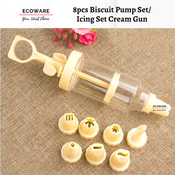 8 Pc Set Icing Cream Gun Icing Pump Set Biscuit Pump Set/ Cookies Biscuit Maker Pump Press Set ...