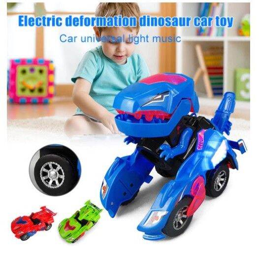 Electric Auto-Deformed Dinosaur Car Transform Car to Dino Light & Sound ...