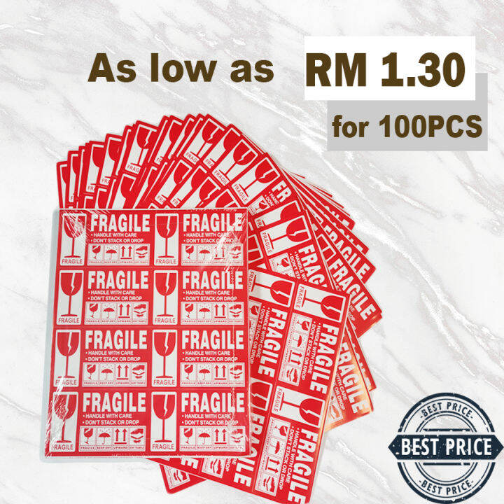 Fragile Sticker Label Mudah Pecah Murah Big / Small 100PCS | Lazada