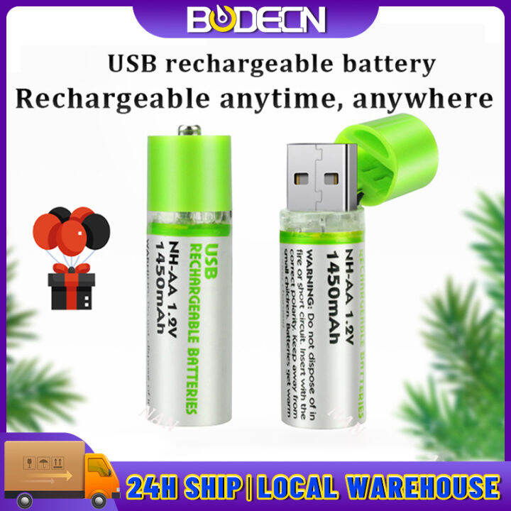 1pcs Double AA 1450MAH USB Rechargeable Battery 1.2V ECO Friendly Saver ...