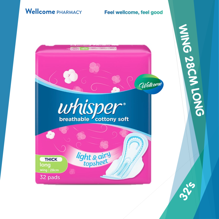 Whisper Breathable Cottony Soft Maxi Day Long 28cm Wing Sanitary Pads ...