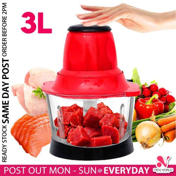 𝗫𝗟 𝟯𝗟 》 Stainless Steel Electric Food Chopper Meat Grinder Slicer Mincer Mixer Vegetable ...