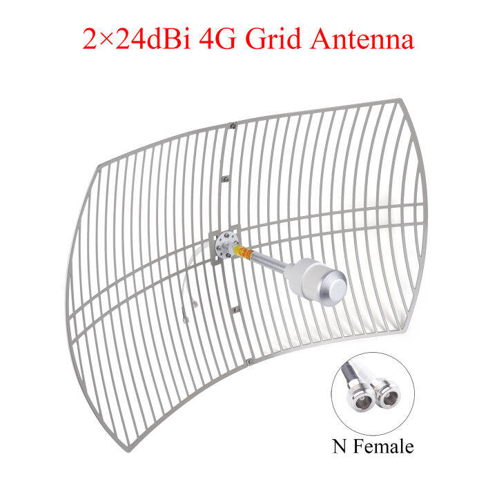 2 × 24dBi 4G LTE Parabolic Grid เสาอากาศ1700-2700MHz กลางแจ้ง2 × N หญิง ...