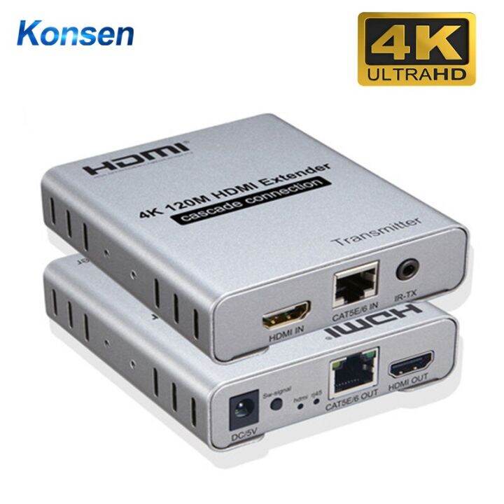 4K HDMI Extender Via Cat5e CAT6 Ethernet Cable 120M HDMI Cascade Connection Extension Splitter ...