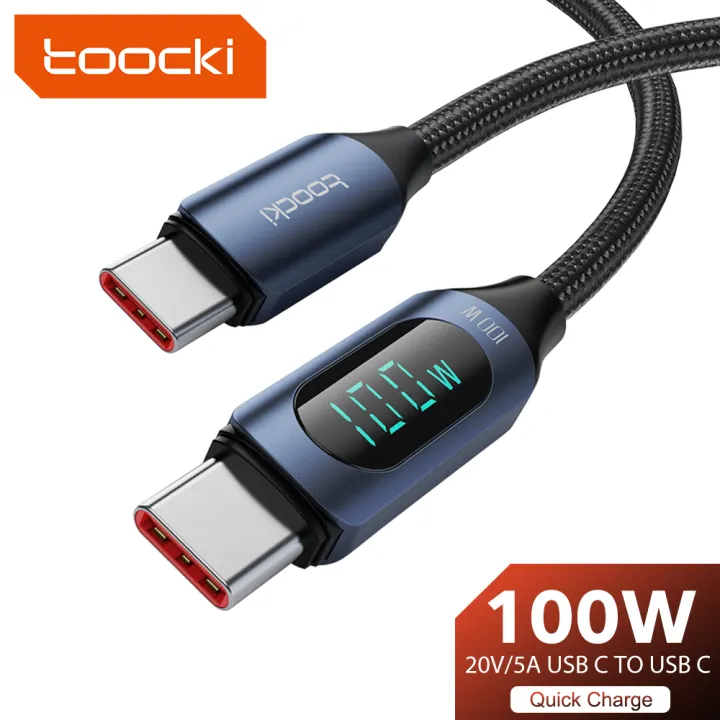 Toocki Type C to Type C Cable 100W PD Fast Charging Charger LED ...