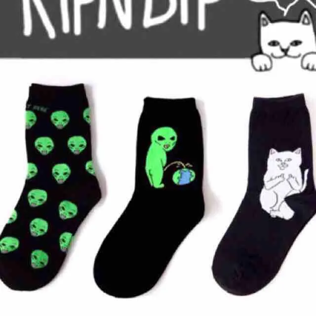 Korean Rip N Dip Cat Alien Iconic Socks | Lazada PH