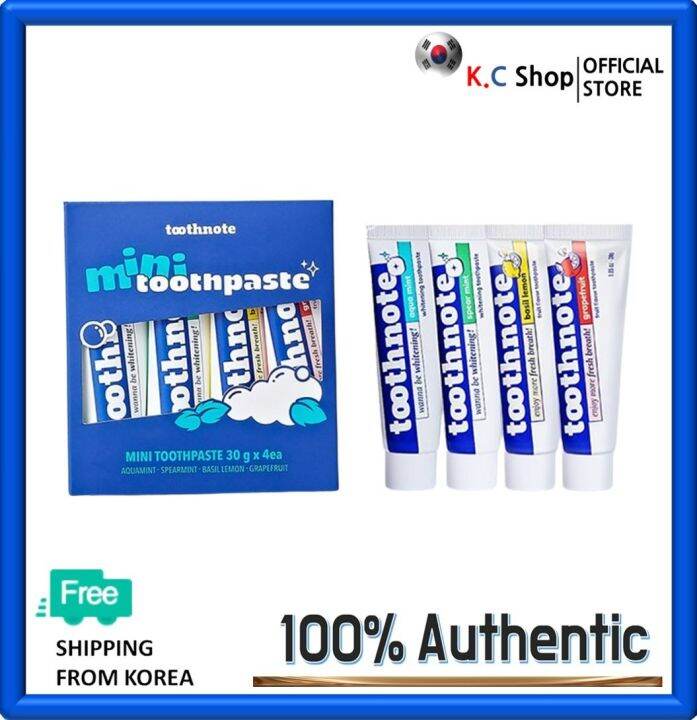 [toothnote] mini toothpaste 30g x 4ea set (Aqua Mint / Spearmint ...