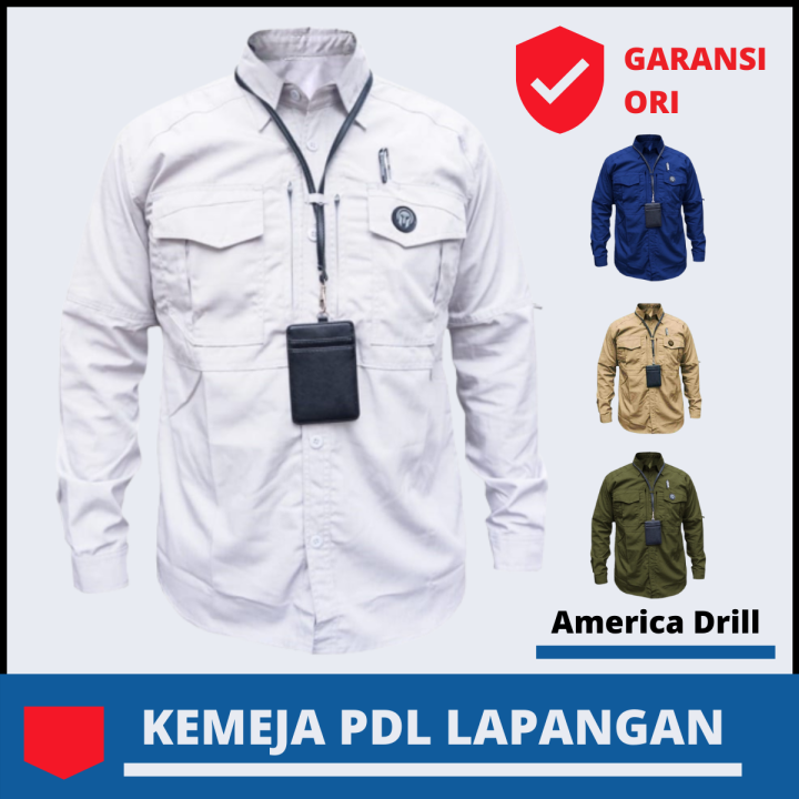 Kemeja Lapangan PDL Pria Lengan Panjang Tactical Outdoor Kerja Baju PDH Taktikal Putih Terbaru ...