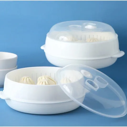 Single-Layer Microwave Oven Steamer Plastic Round Steamer Microwave ...