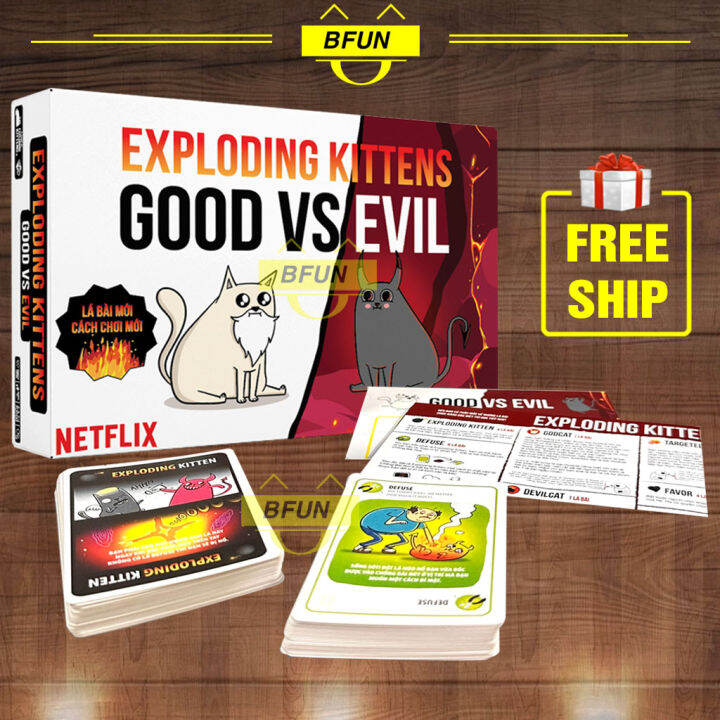 Bộ Bài Mèo Nổ Việt Hóa Mở Rộng Cơ Bản Exploding Kittens Good vs Evil 55 Lá - Bộ Bài Mèo Nổ Giấy ...