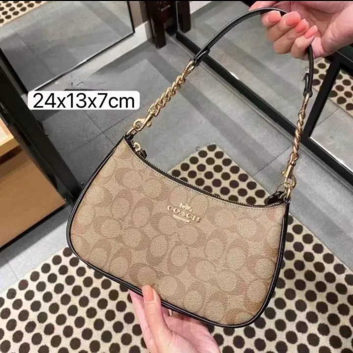 Original Coach CA548 Teri Shoulder BagIn Signature Canvas - Khaki/Black ...