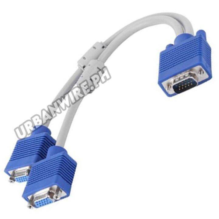 15 Pin SVGA VGA Male to 2 Dual Female Y Splitter Adapter Monitor Cable | Lazada PH