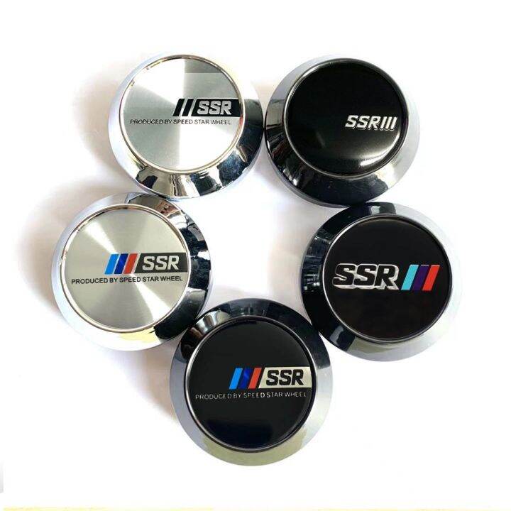 NEW 4pc 60MM SSR Logo Black Silver center caps Car Modified Wheel ...