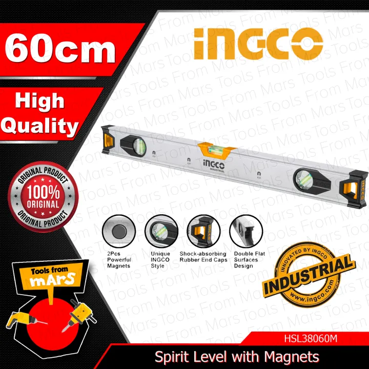 INGCO Spirit Level with Magnets 60cm HSL38060M •TOOLS FROM MARS• IHT ...