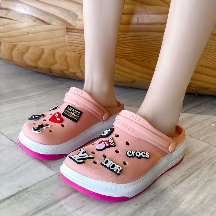 High Held Crocs Platform Thick Shoes For Women with jibbitz | Lazada PH
