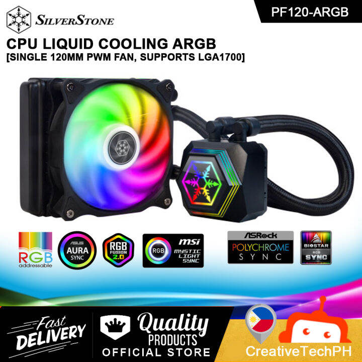 SilverStone AIO CPU Liquid Cooling ARGB [Single 120mm PWM Fan, supports ...