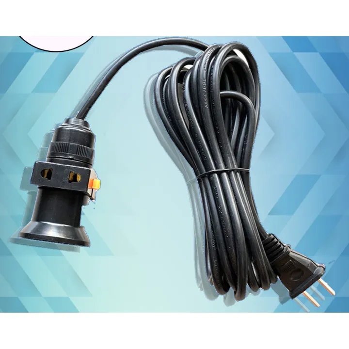 heavy duty light bulb extension thick wire socket with ON/OFF button ...