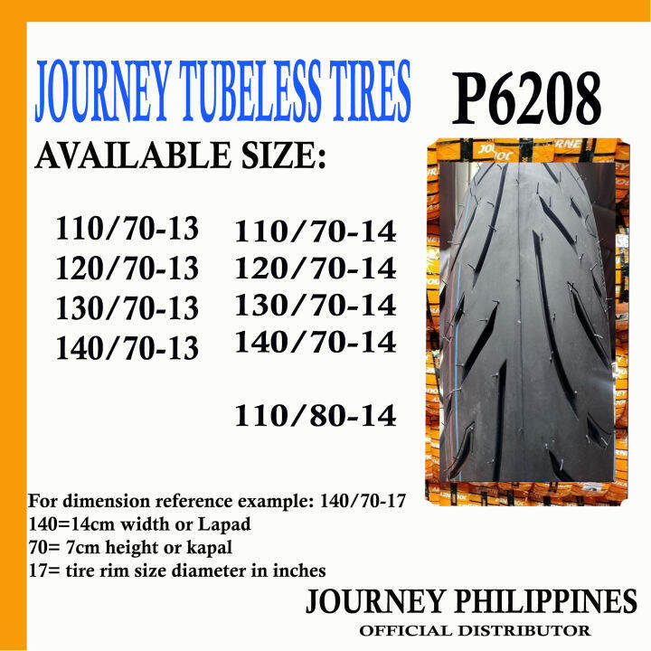 Journey Tubeless Tires P6208 Grip 110/70-13 120/70-13 130/70-13 140/70 ...
