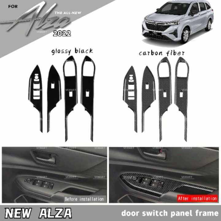 Perodua alza 2022 2023 carbon fiber Glossy Black window switch frame ...