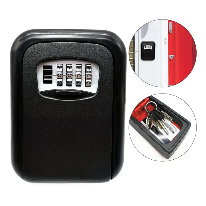 Wall Mounted Lock Box Key Storage Lock Box 4-Digital Combination Lock ...