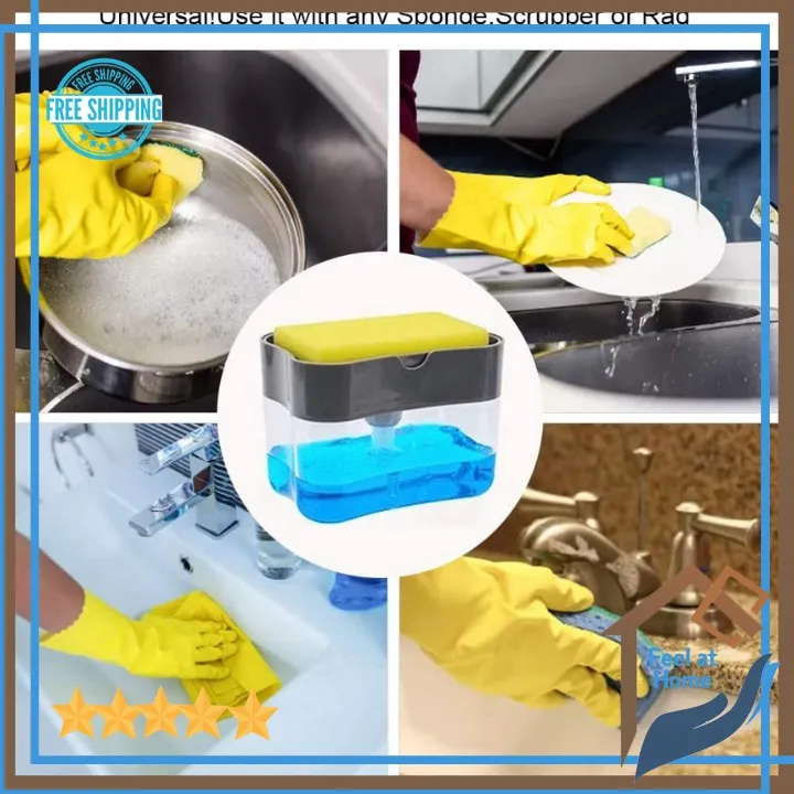 Sponge Holder With Soap Dispenser For Kitchen Sink | Dishwasher Pump ...