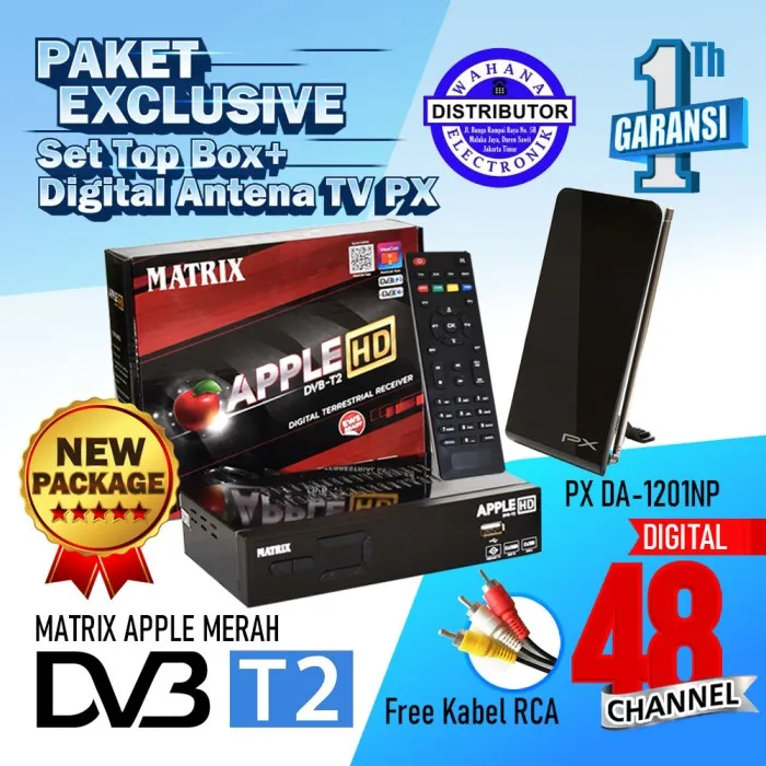 Receiver TV Set Top Box Matrix Apple DVB T2 + Antena TV Digital PX | Lazada Indonesia