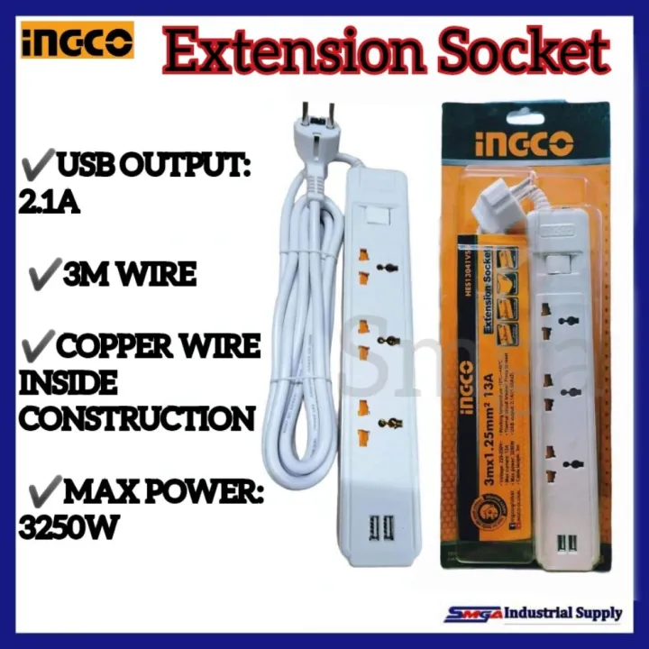 Ingco Extension Socket HES13041VSB | Lazada PH