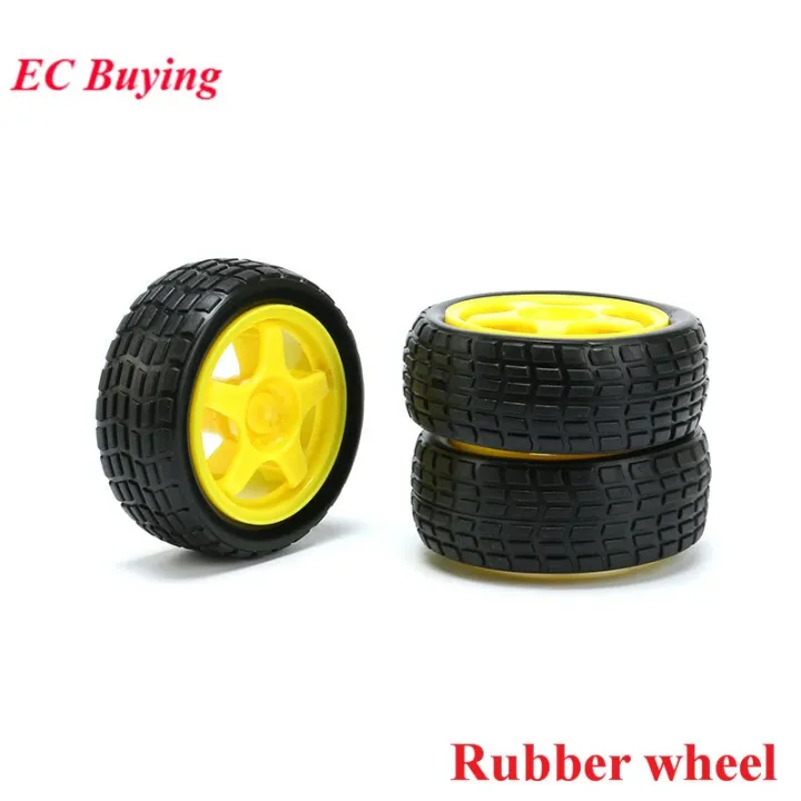 Small Smart Car Tire Wheel DC Gear Motor Chassis Plastic Robot Rubber ...