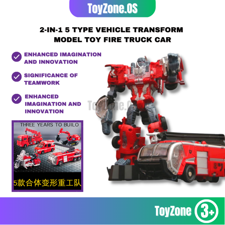 Fire Truck Robot Fire Truck Model Toy Transformer 2 In 1 Robot Toy ...