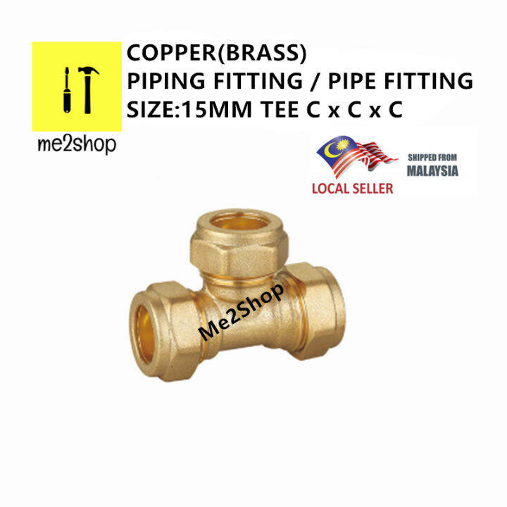 15MM COPPER PIPING FITTINGS /BRASS PIPE FITTINGS (TEE CxCxC (COPPER PIPE x COPPER PIPE x COPPER ...