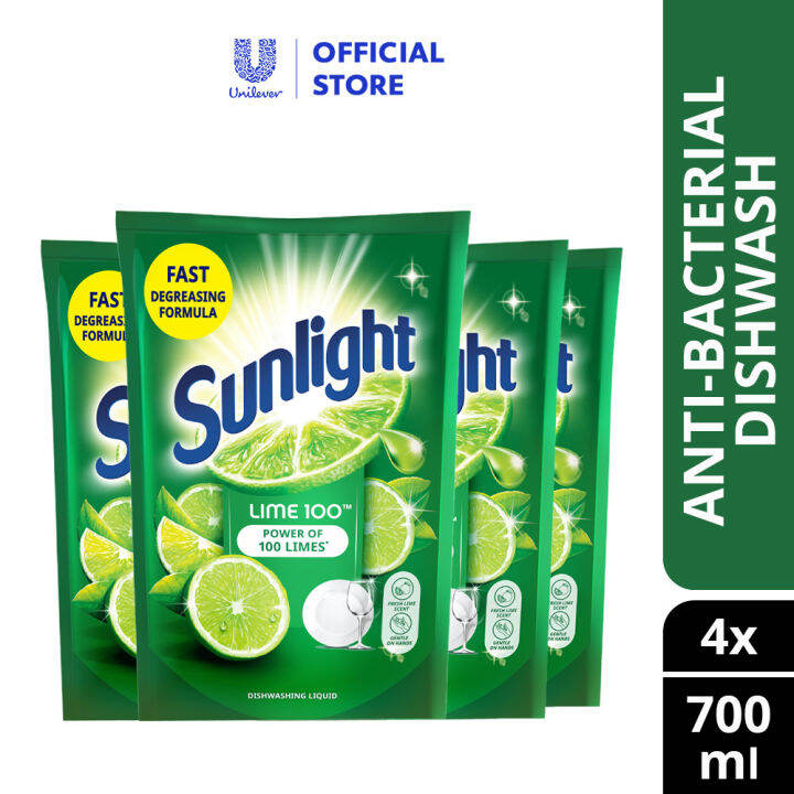 Sunlight Dishwash Liquid Lime Refill 700ml x 4 | Lazada
