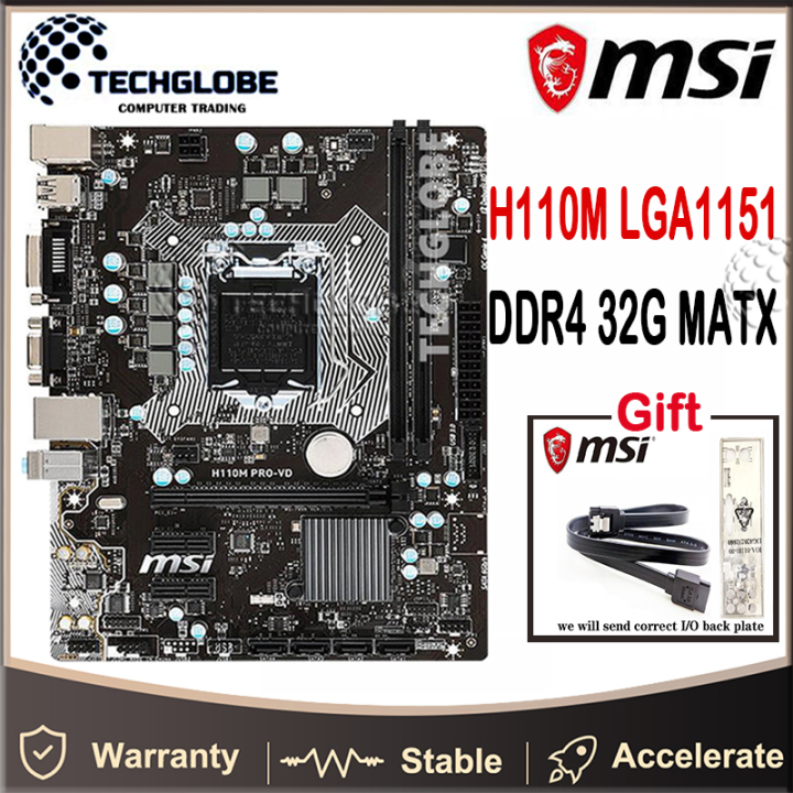 MSI H110M เมนบอร์ด LGA 1151 PC เดสก์ท็อป Intel เมนบอร์ด DDR4 32GB DVI PCI-E 3.0 USB3.0สนับสนุน ...