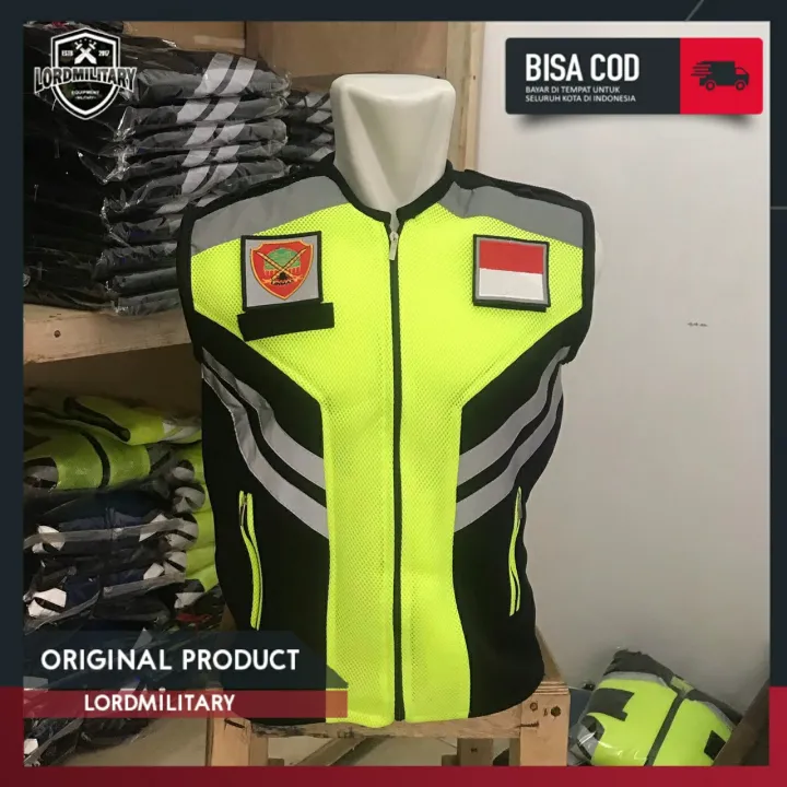 Rompi Double Jala Tebal Atribut LINMAS Stabilo Iga Hitam | Rompi Dinas ...