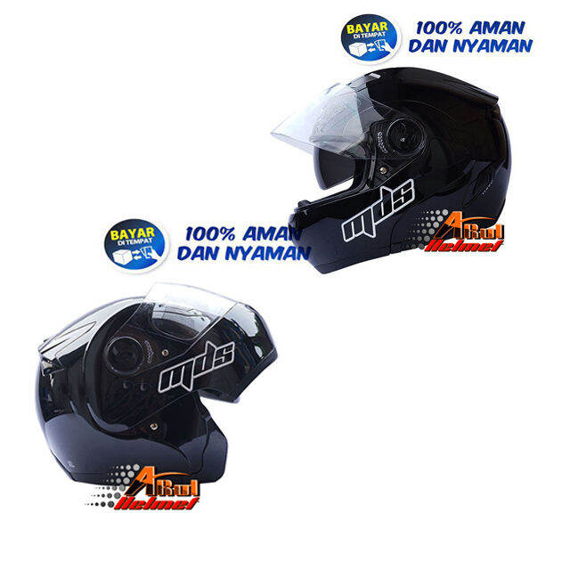 HELM MDS PRO RIDER BLACK METALIK MDS MODULAR | Lazada Indonesia