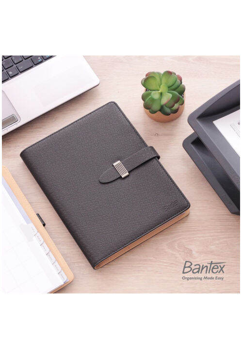 Bantex Agenda Planner Cover Kulit Hitam | Black Leather Notebook Diary ...