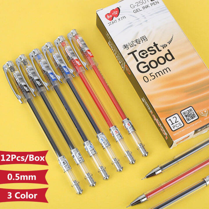 test good 12 Pieces/Box Gel pens 0.5mm Black Blue Red Ink | Lazada PH