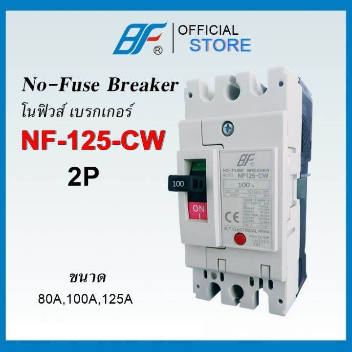 BF No-Fuse Breaker โนฟิวส์ เบรกเกอร์ 2สาย NF-125-CW 2P 80A,100A,125A | Lazada.co.th