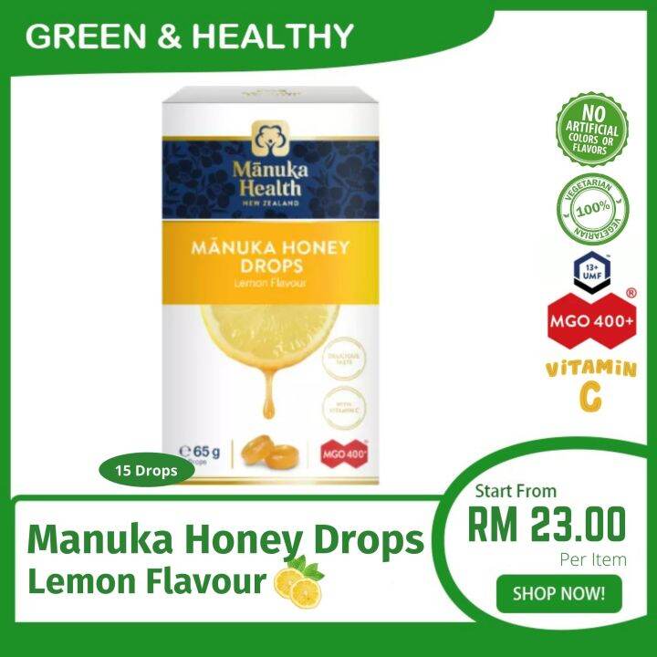 Manuka Health Manuka Honey Drops -MGO400+ with lemon flavour (15's ...