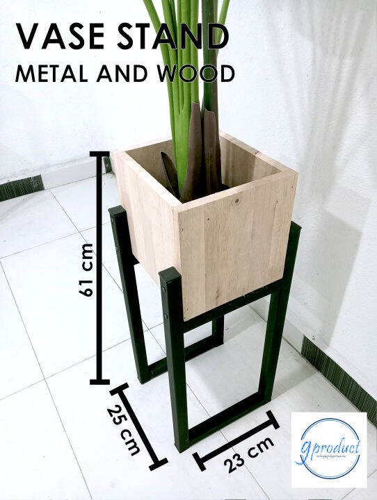 VASE STAND | FLOWER POT | WOOD AND METAL | KAKI PASU | BUNGA | KAYU DAN ...